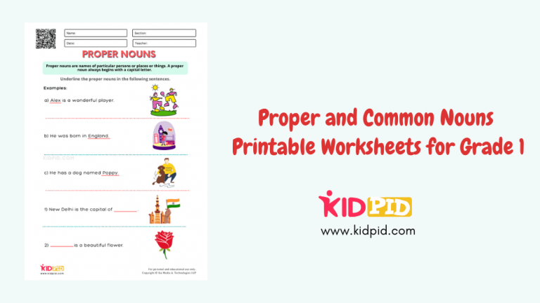 Proper and Common Nouns Printable Worksheets for Grade 1 - Kidpid