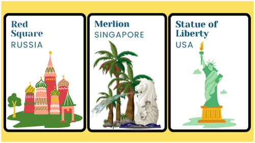 World Landmarks Handdrawn Flashcard Sheets - Kidpid