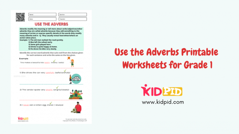 Use the Adverbs Printable Worksheets for Grade 1 - Kidpid