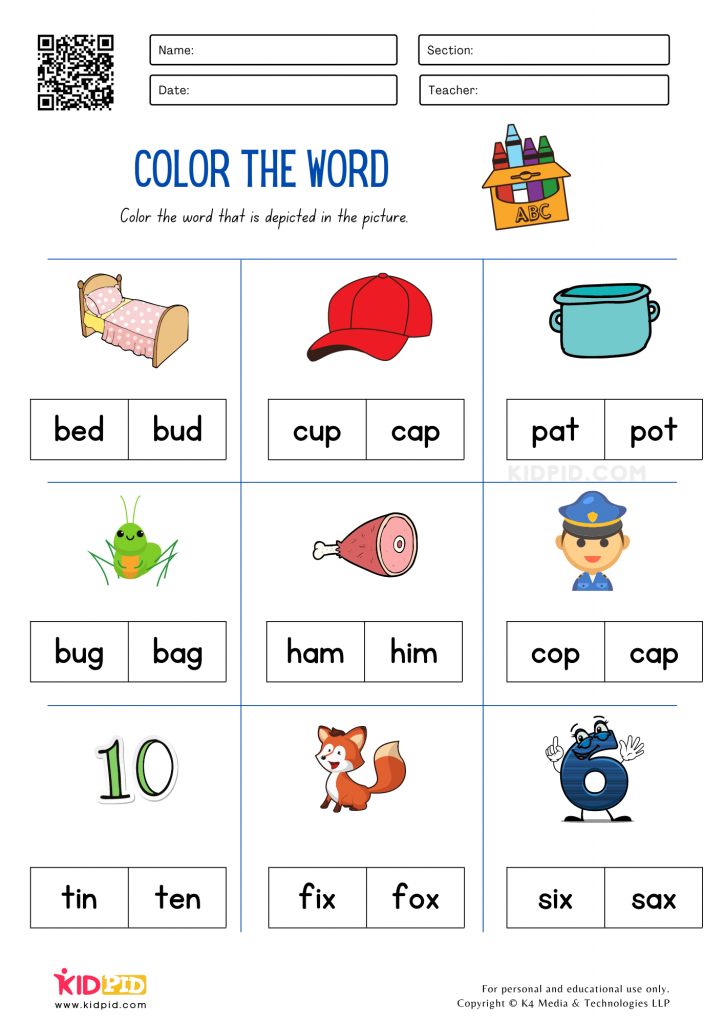 CVC Color The Word Worksheets For Kids Kidpid CVC Color The Word Worksheets For Kids Kidpid