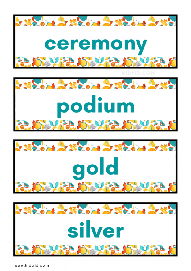 The Games Vocabulary Word Wall Flashcards - Kidpid