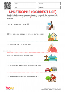 Apostrophes Printable Worksheets for Grade 2 - Kidpid