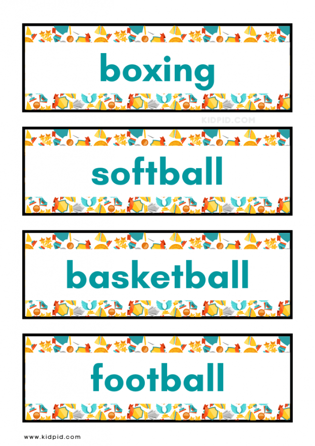 The Games Vocabulary Word Wall Flashcards - Kidpid