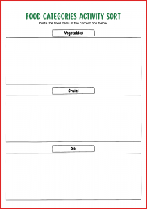 Food Categories Activity Sorting Printable Worksheets - Kidpid