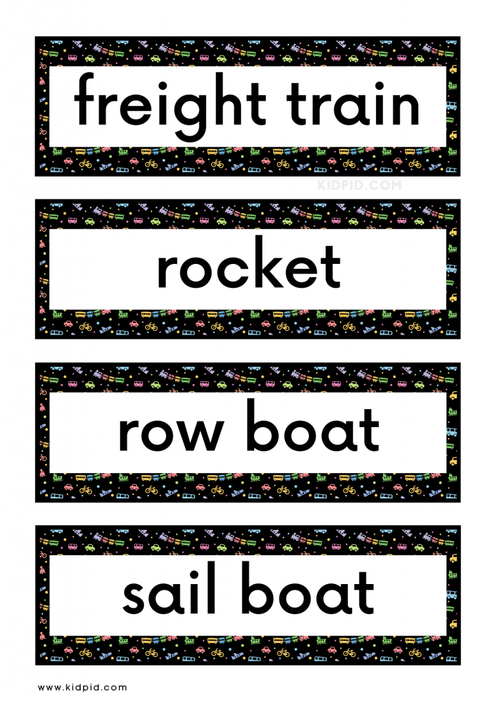 Transport Vocabulary Word Wall Flashcards - Kidpid