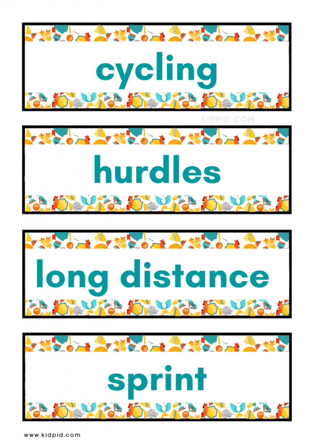 The Games Vocabulary Word Wall Flashcards - Kidpid