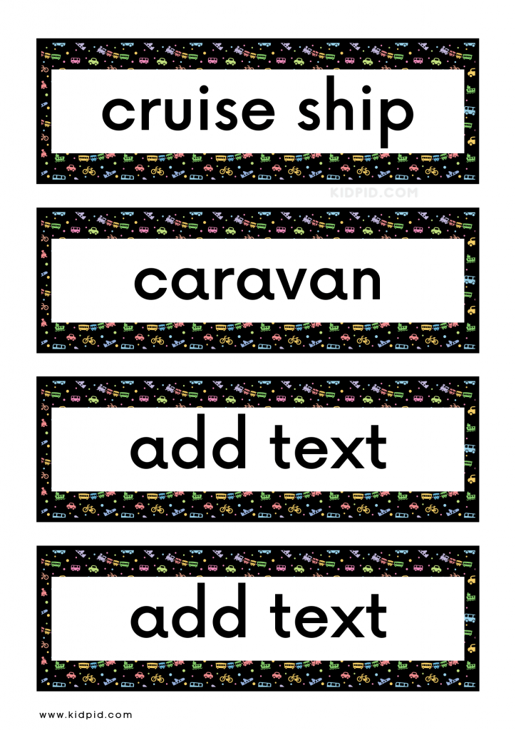 Transport Vocabulary Word Wall Flashcards - Kidpid
