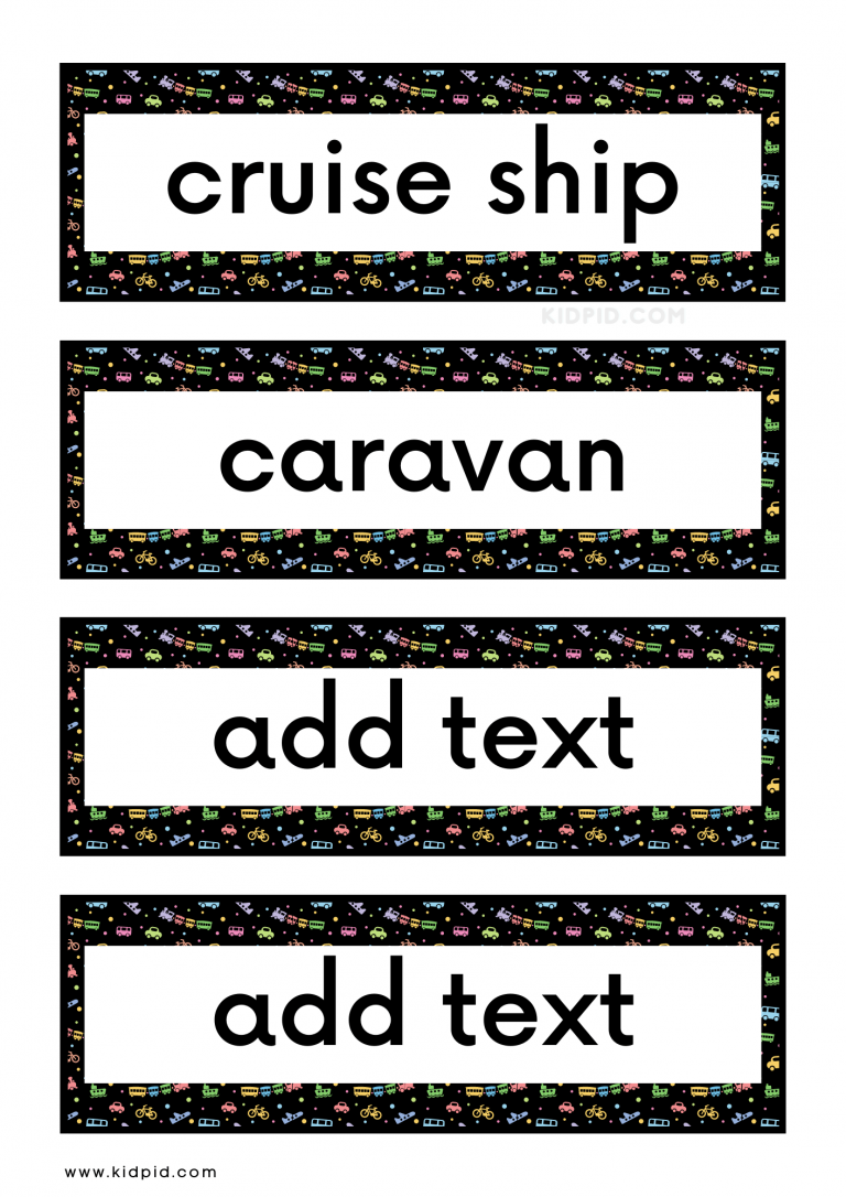Transport Vocabulary Word Wall Flashcards - Kidpid