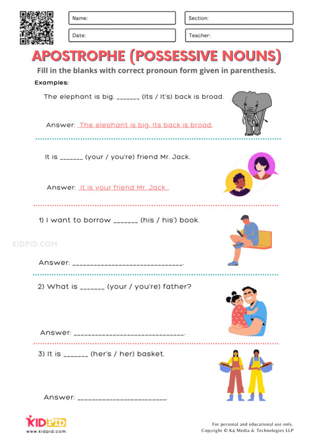 Apostrophes Printable Worksheets for Grade 2 - Kidpid