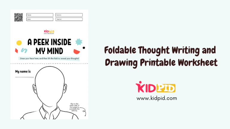 Foldable Thought Writing and Drawing Printable Worksheet - Kidpid