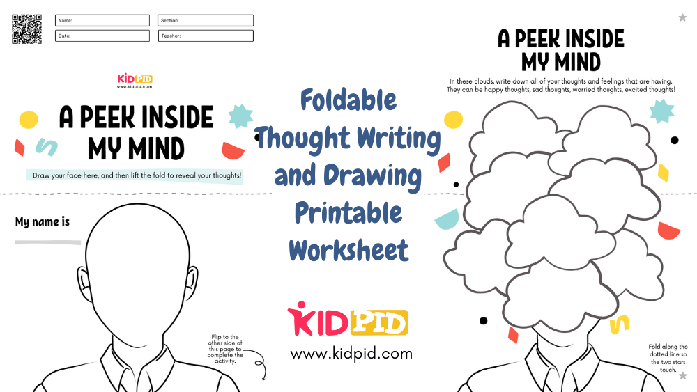 Foldable Thought Writing and Drawing Printable Worksheet - Kidpid