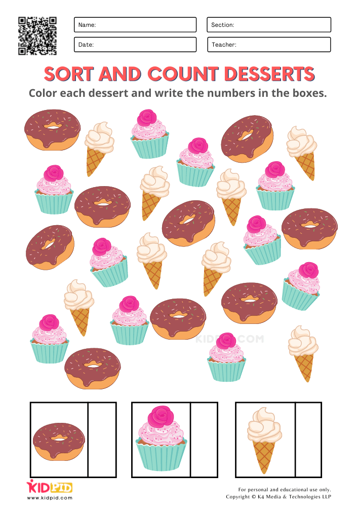 Sort and Count Printable Worksheets for Grade 1 - Kidpid