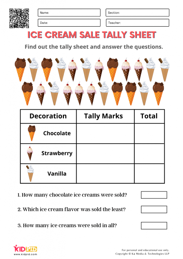 Counting with Tally Sheets Printable Worksheets for Grade 1 - Kidpid