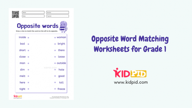 Opposite Word Matching Worksheets for Grade 1 - Kidpid
