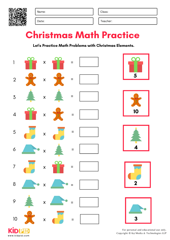 Christmas Math Worksheets For Kids Kidpid