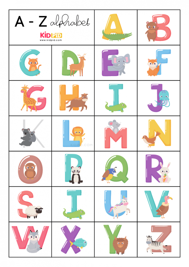 Colorful Alphabet Poster Printable for Toddlers & Preschoolers - Kidpid