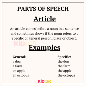 Parts of Speech Examples and Rules - Kidpid