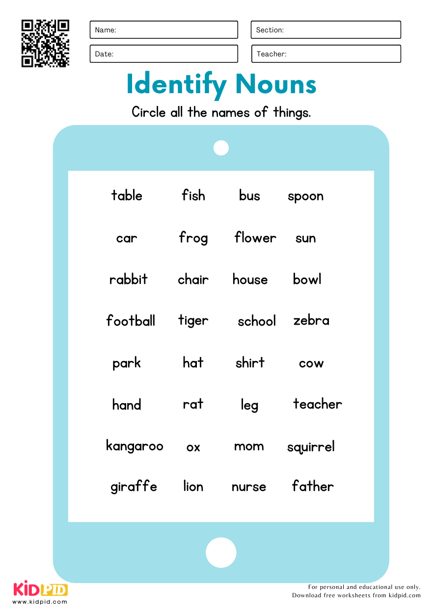 Identify Nouns Nouns Worksheet English Worksheets For Kids Nouns