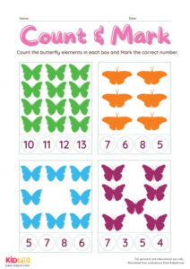 Count & Mark Butterfly Worksheet - Kidpid