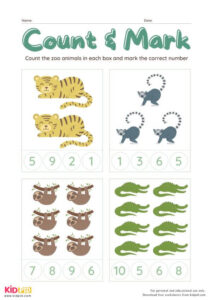 Count & Mark Numbers Worksheet For Kindergarten - Kidpid
