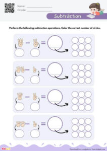 Counting and Subtraction Worksheet For Kindergarten - Kidpid