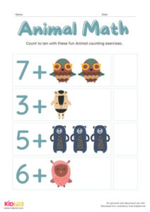 Cute Animal Math Worksheet - Kidpid