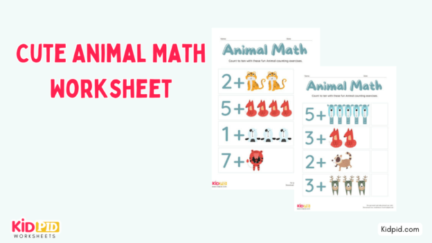 Cute Animal Math Worksheet - Kidpid