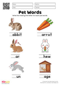 Pet Vocabulary Worksheet For Kindergarten - Kidpid