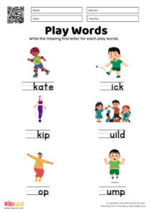 Play Vocabulary Worksheet For Kindergarten - Kidpid