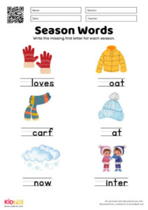 Season Vocabulary Worksheet For Kindergarten - Kidpid