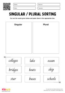 Singular and Plural Noun Cut Paste Activity Worksheet - Kidpid