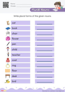 Write Plural Forms - Noun English Worksheet - Kidpid