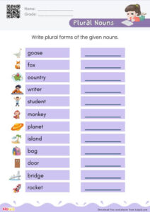 Write Plural Forms - Noun English Worksheet - Kidpid