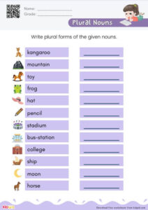 Write Plural Forms - Noun English Worksheet - Kidpid