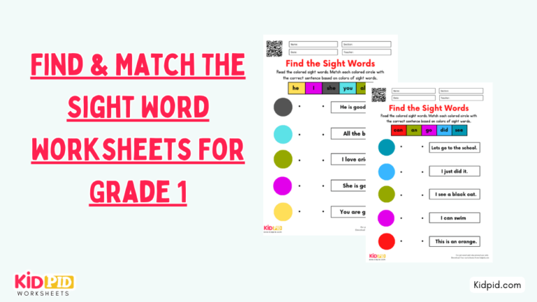 Find & Match The Sight Words Worksheet For Grade 1 - Kidpid