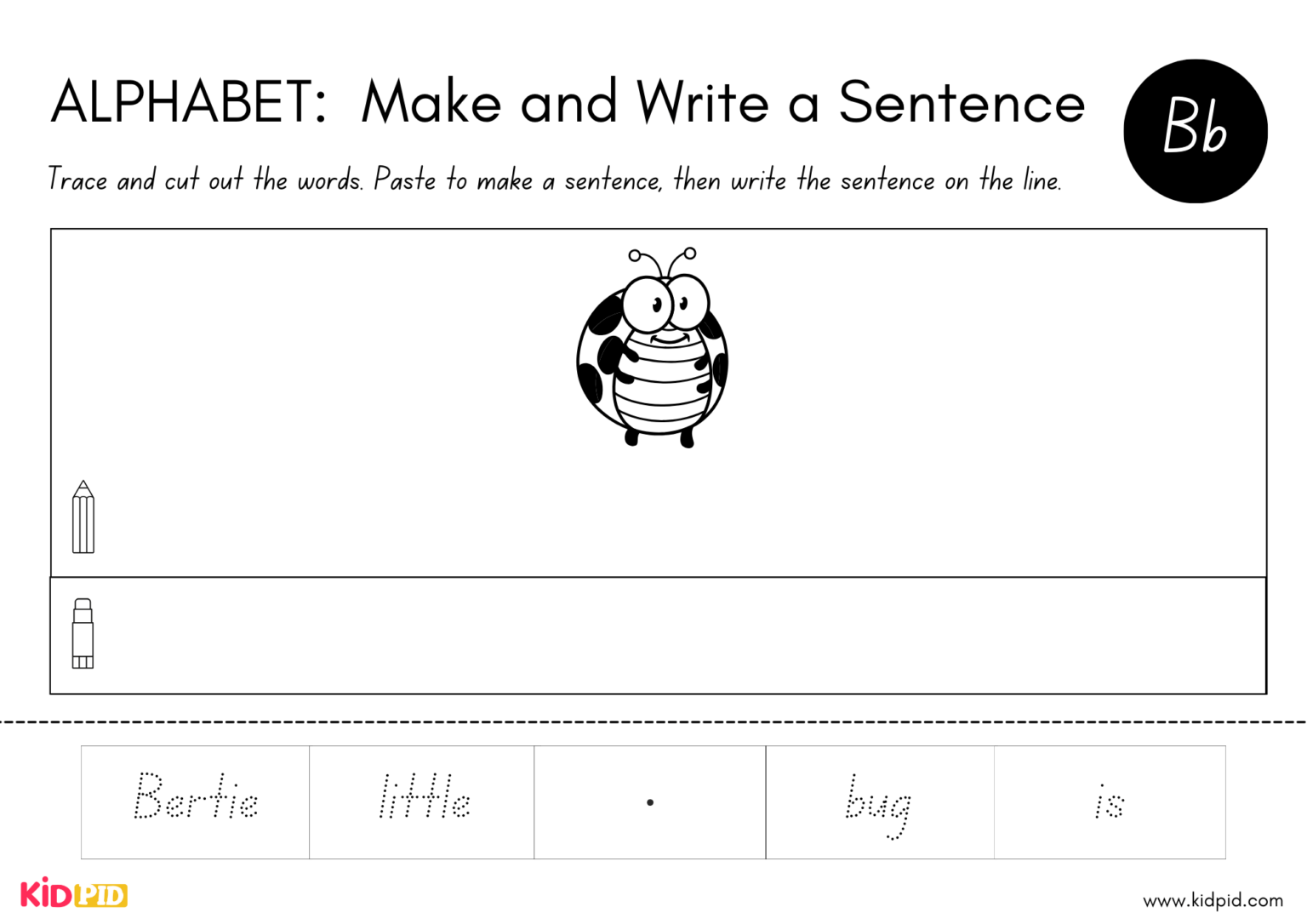 Alphabet Handwriting and Sentence Structure Worksheet - Kidpid