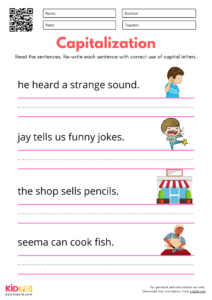 Capitalization Practice Worksheet for Kindergarten - Kidpid
