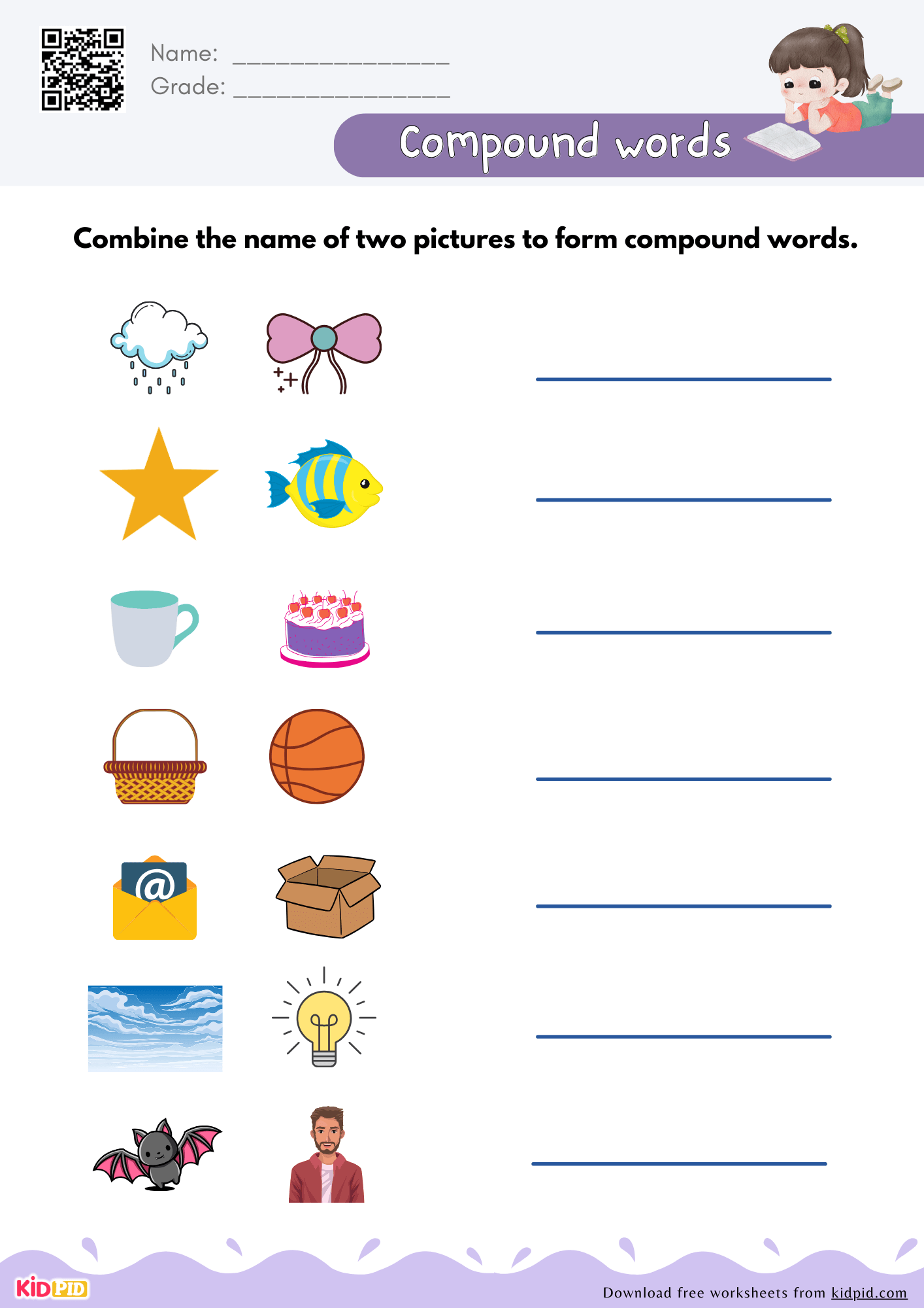 Combine Two Pictures To Form Compound Word Worksheets For Grade 3 - Kidpid