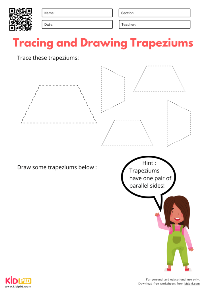 Drawing Shapes Practice Worksheet for Kindergarten - Kidpid