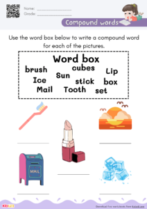 Write Compound Words From The Pictures From The Word Box Worksheets For ...