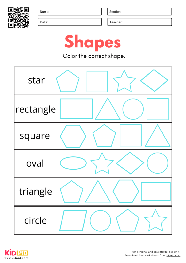 Identify 2D Shapes Worksheet for Kindergarten - Kidpid