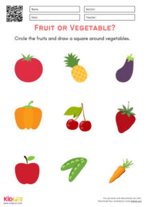 Identify Fruit and Vegetable Worksheet For Preschool - Kidpid