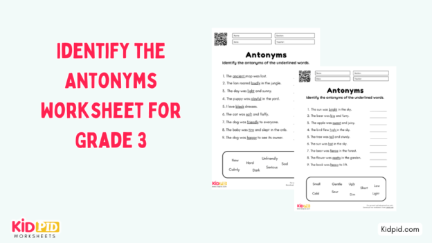Identify the Antonyms Worksheet for Grade 3 - Kidpid