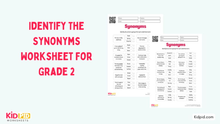 Identify The Synonyms Worksheet For Grade 2 - Kidpid