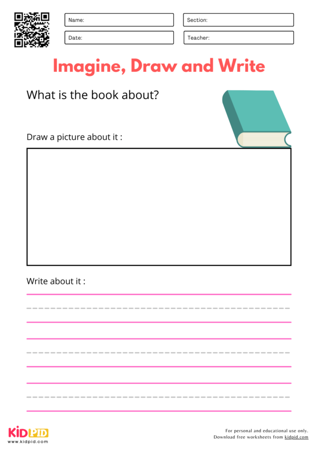 Imagine, Draw and Writing Practice Worksheet for Kindergarten - Kidpid