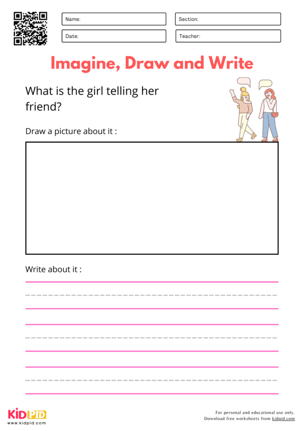 Imagine, Draw and Writing Practice Worksheet for Kindergarten - Kidpid