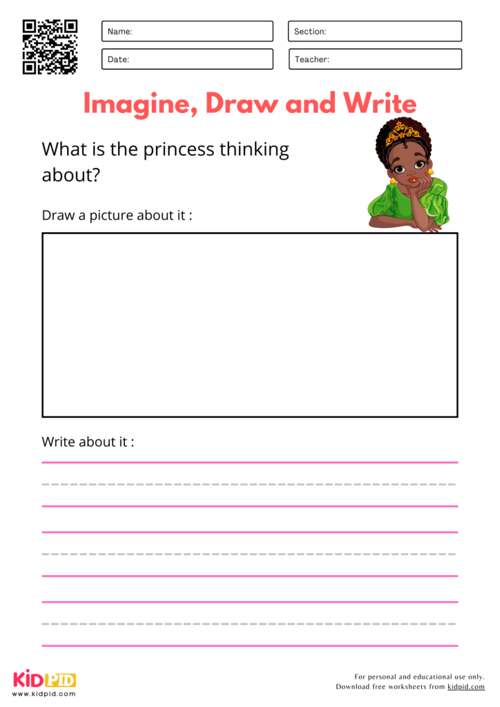 Imagine, Draw and Writing Practice Worksheet for Kindergarten - Kidpid
