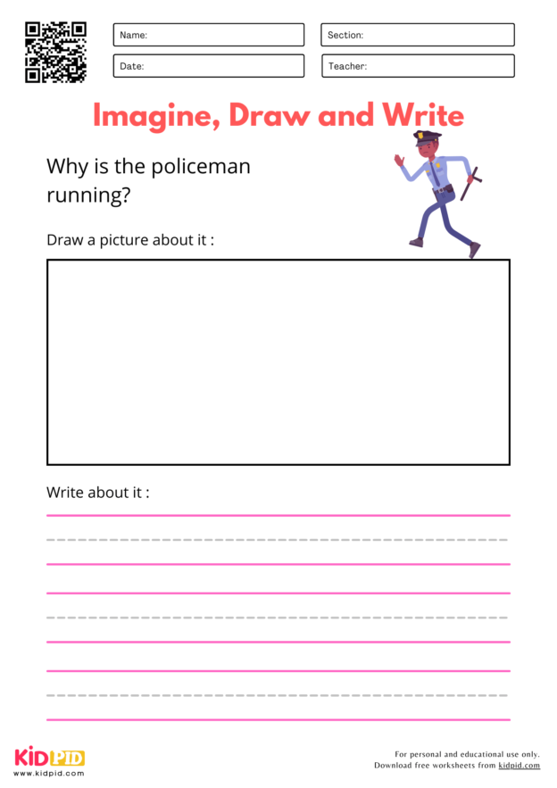 Imagine, Draw and Writing Practice Worksheet for Kindergarten - Kidpid