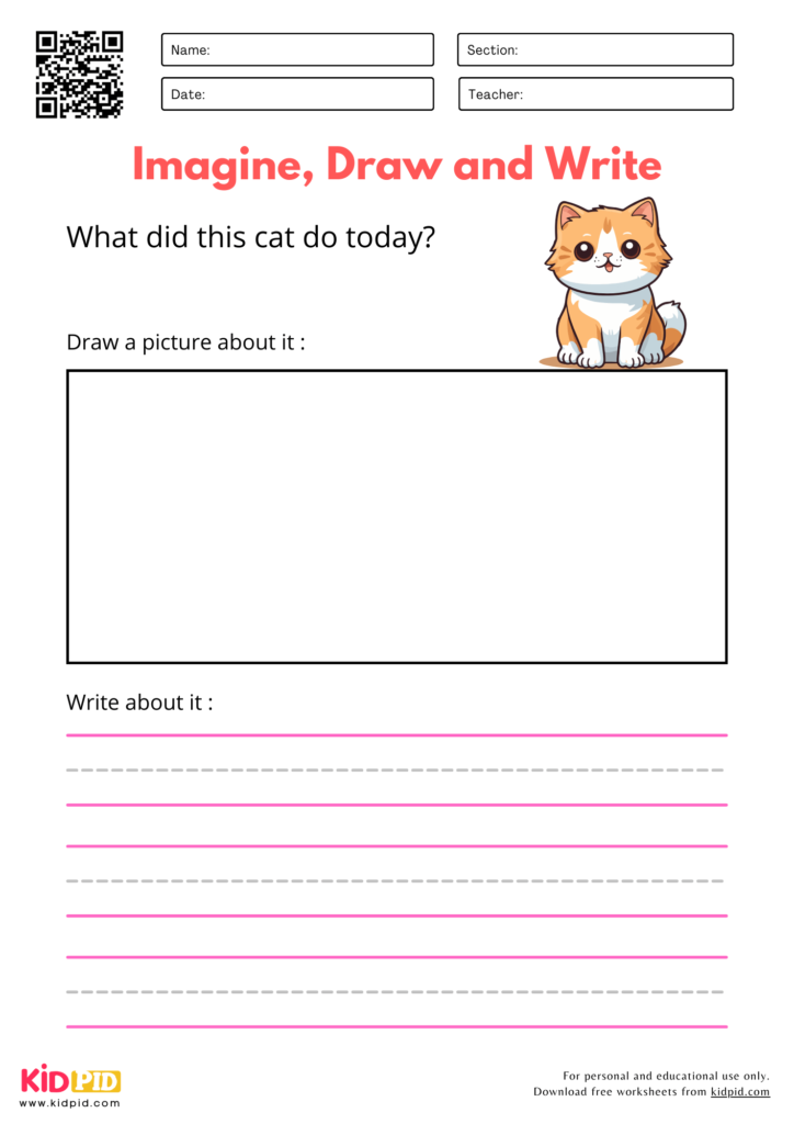 Imagine, Draw and Writing Practice Worksheet for Kindergarten - Kidpid