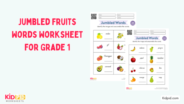 Jumbled Fruits Words Worksheet for Grade 1 - Kidpid